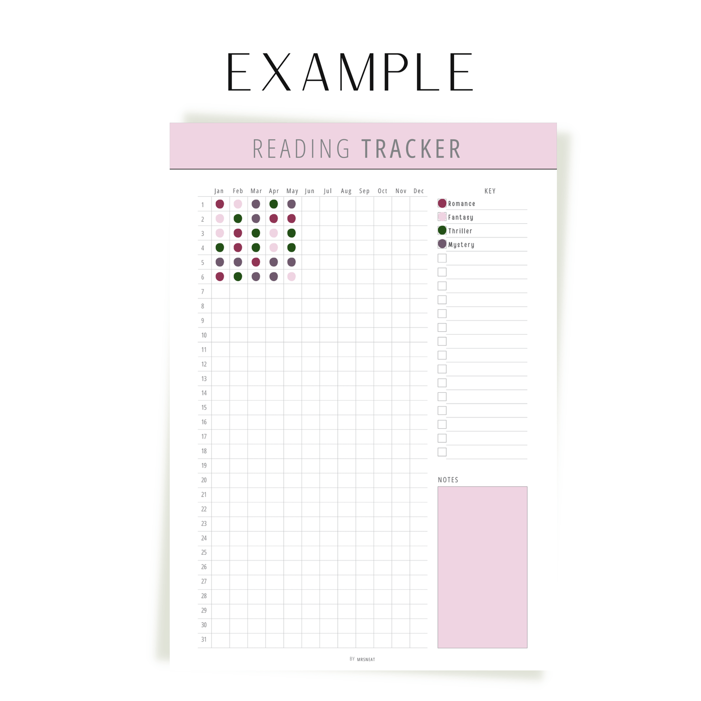 Book of the month Template and Reading Tracker Template Printable – mrsneat