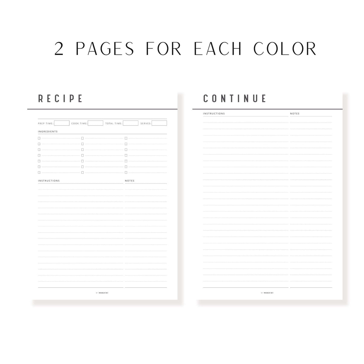 Recipe Page Template PDF - M461 – mrsneat