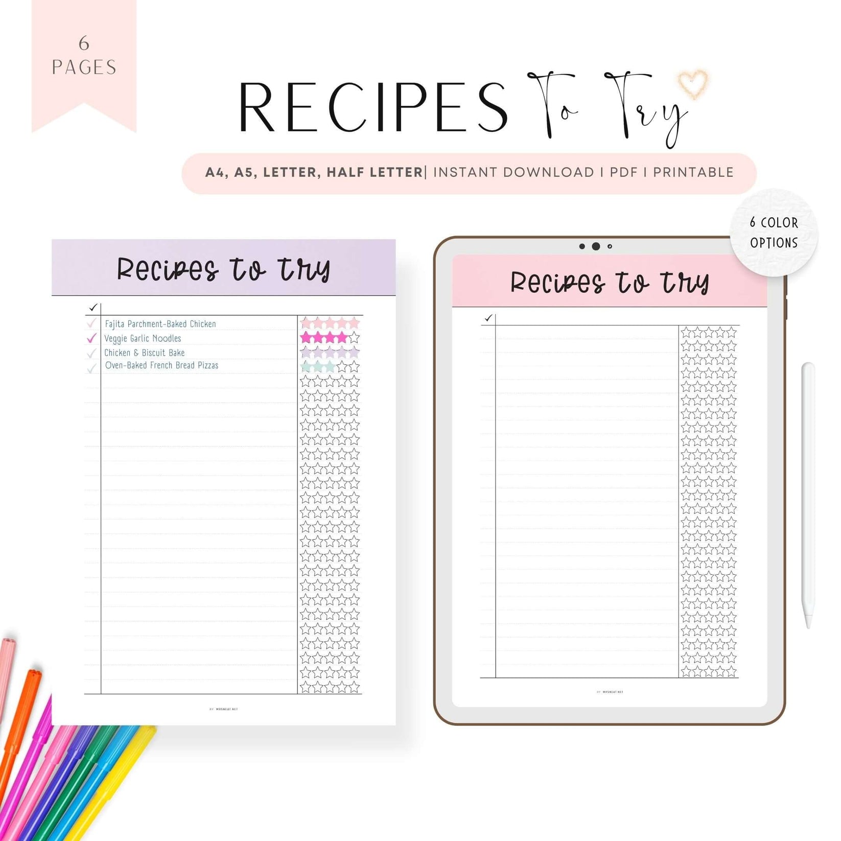 Printable Recipes To Try Template – mrsneat