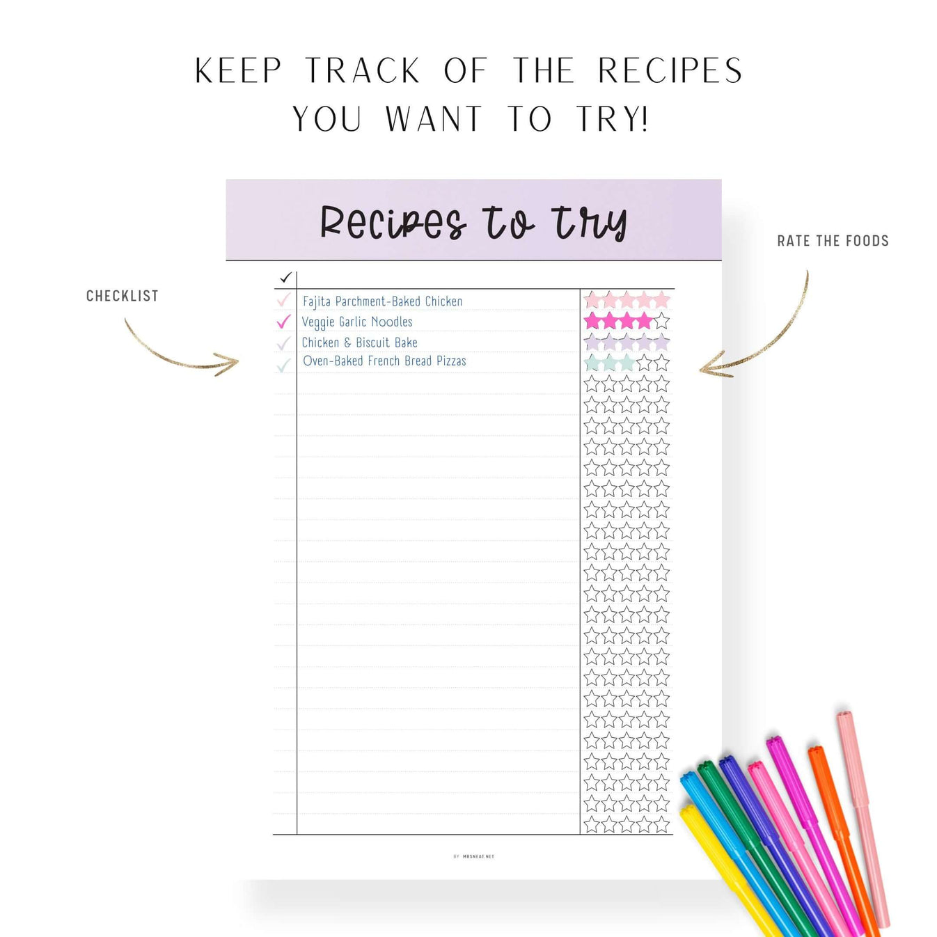 Printable Recipes To Try Template – mrsneat