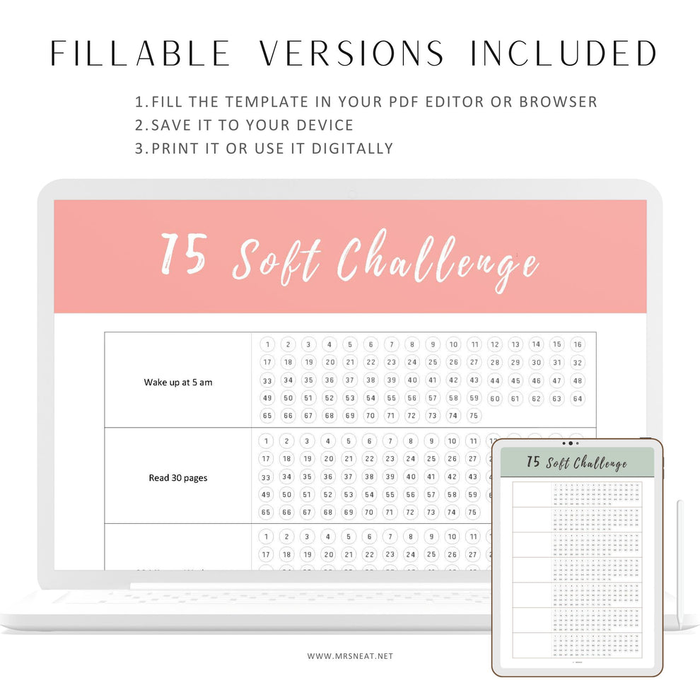Printable 75 Soft Challenge Template - M260 – mrsneat