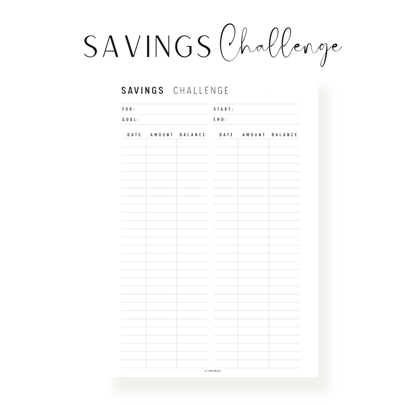 Saving Challenge Printable - M195 – mrsneat