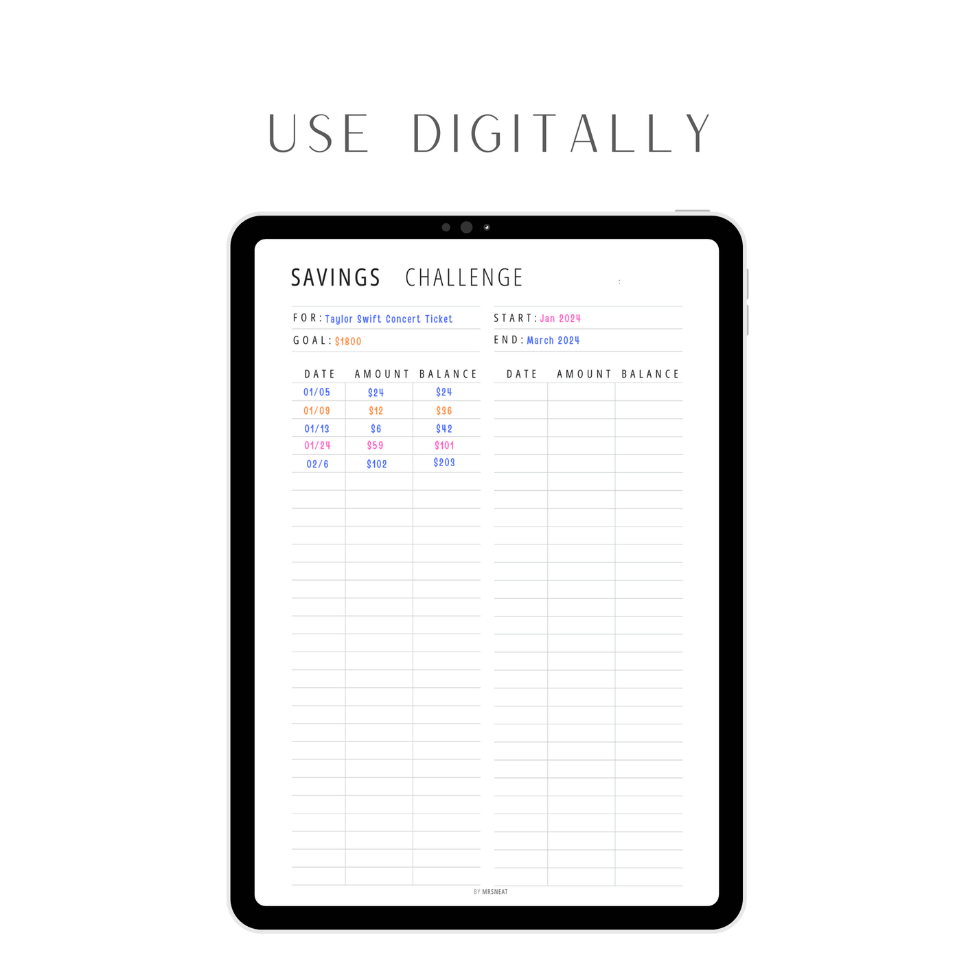 Saving Challenge Printable - M195 – mrsneat