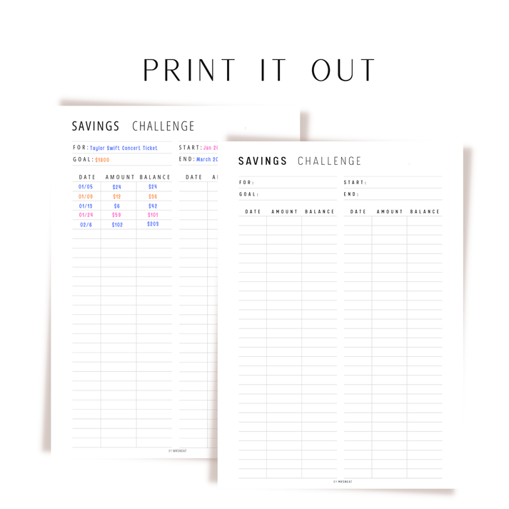 Saving Challenge Printable - M195 – mrsneat