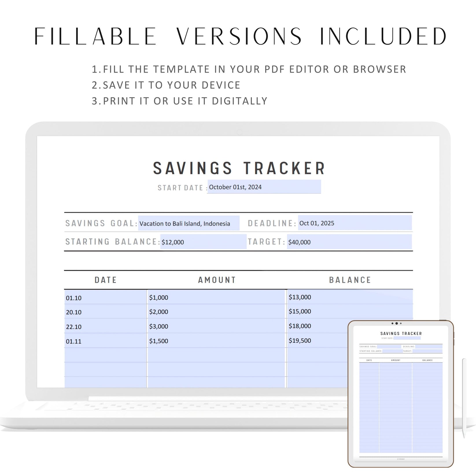 Savings Tracker Printable - M134 – mrsneat