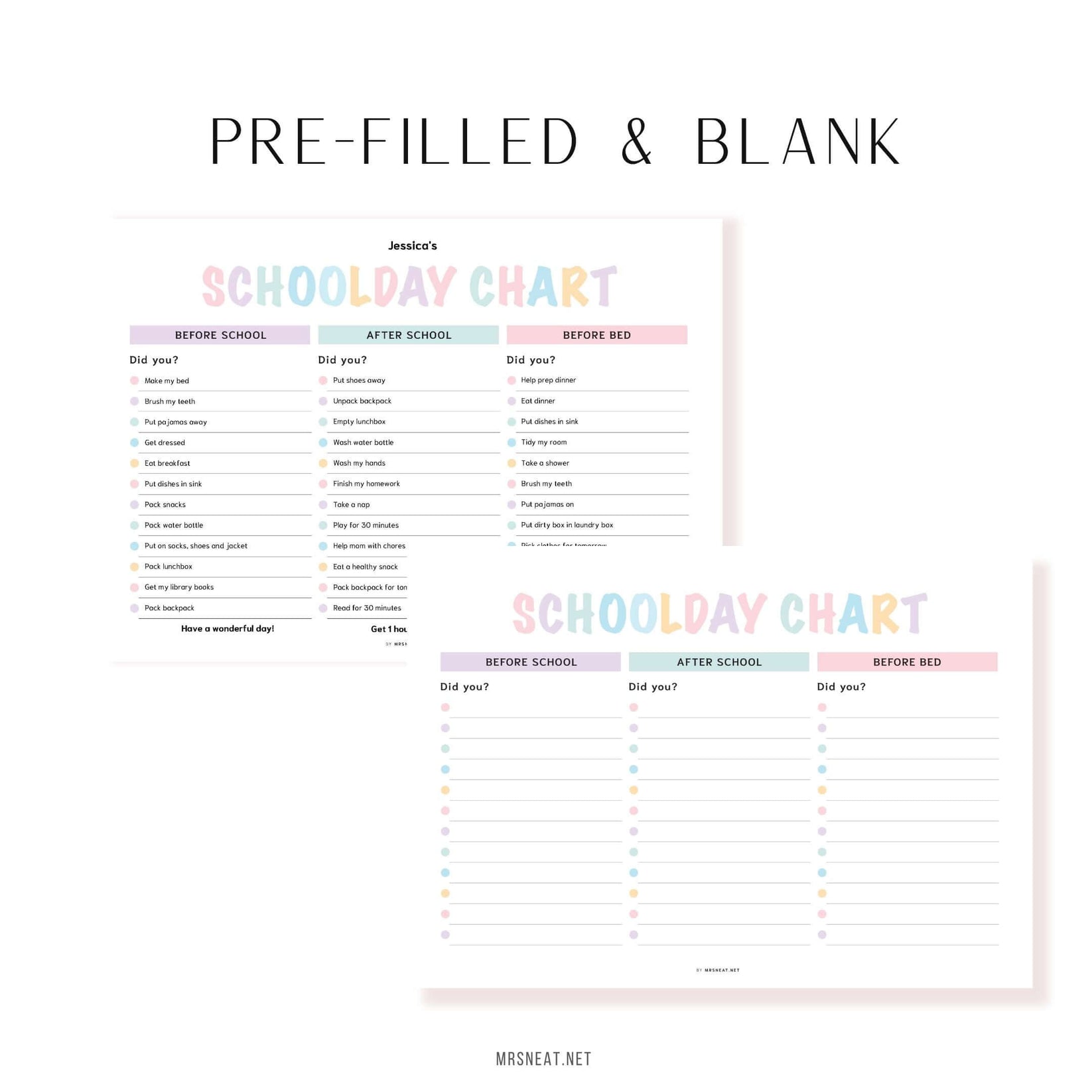 School day chart editable pdf - M493 – mrsneat