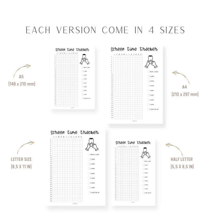 Yearly Screen Time Tracker Template PDF - M413 – mrsneat