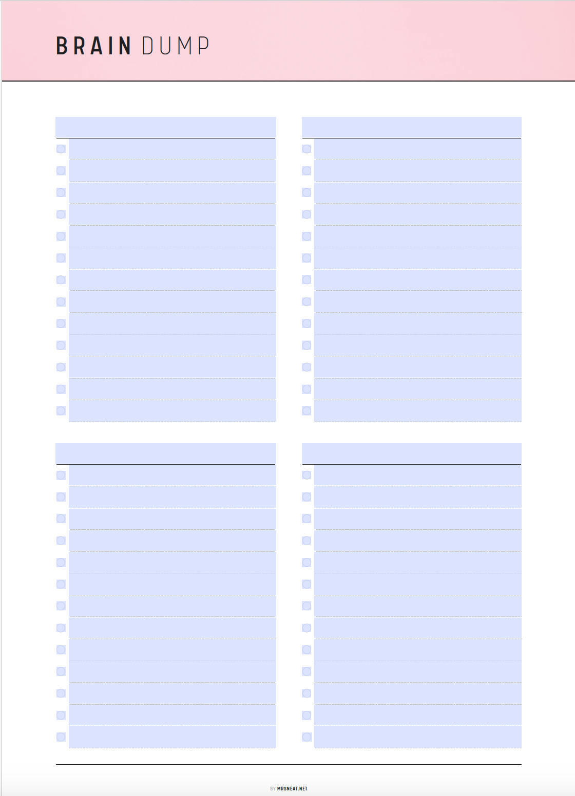 Brain Dump Template PDF - M298 – mrsneat