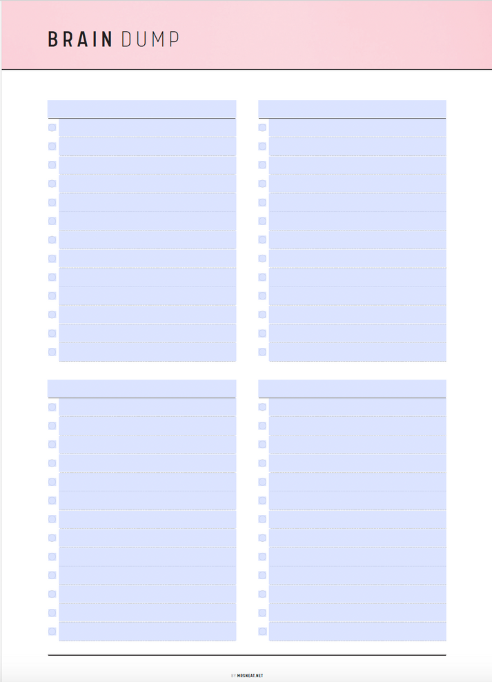 Brain Dump Template PDF - M298 – mrsneat