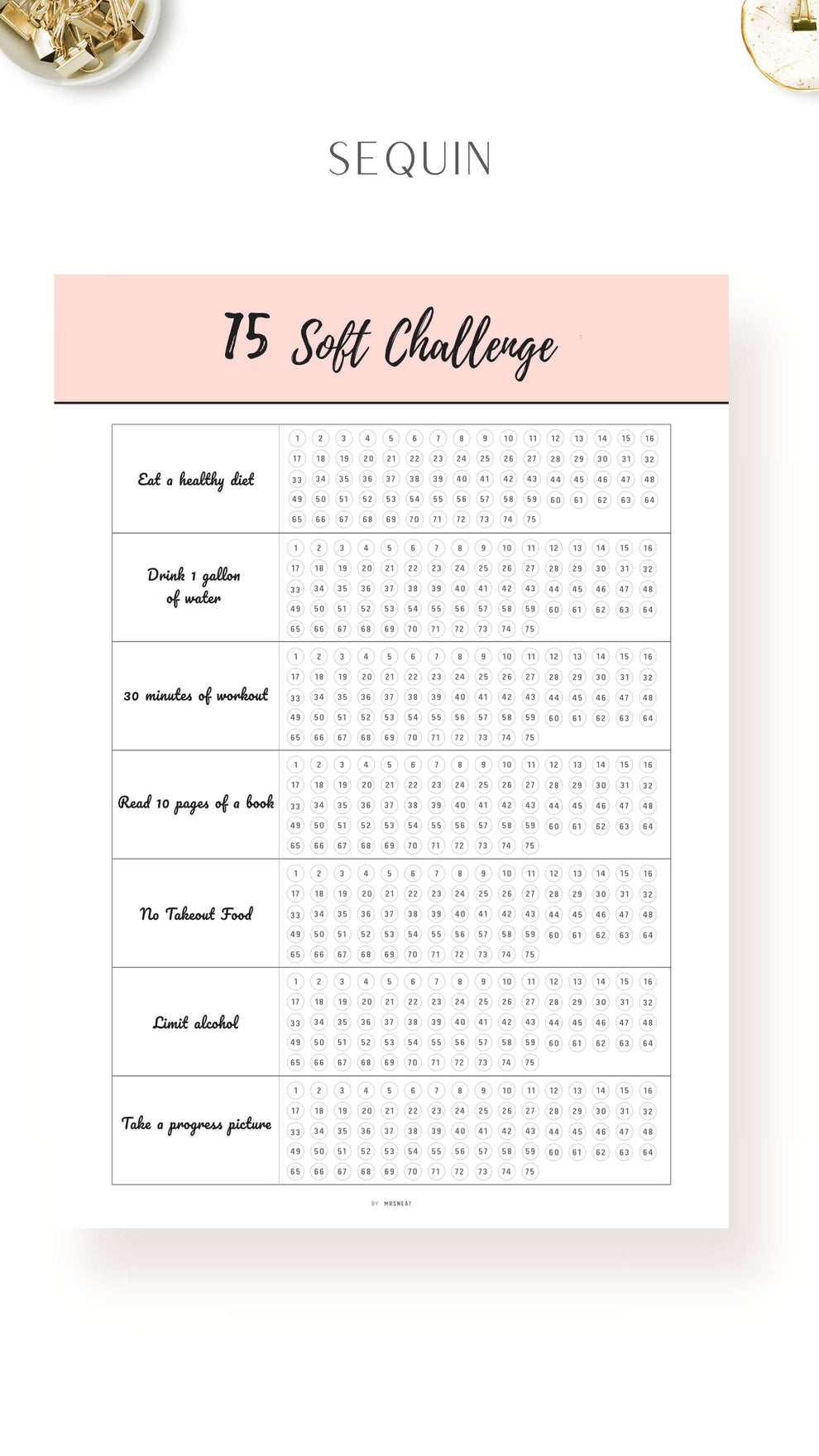 Printable 75 Soft Challenge Template – mrsneat