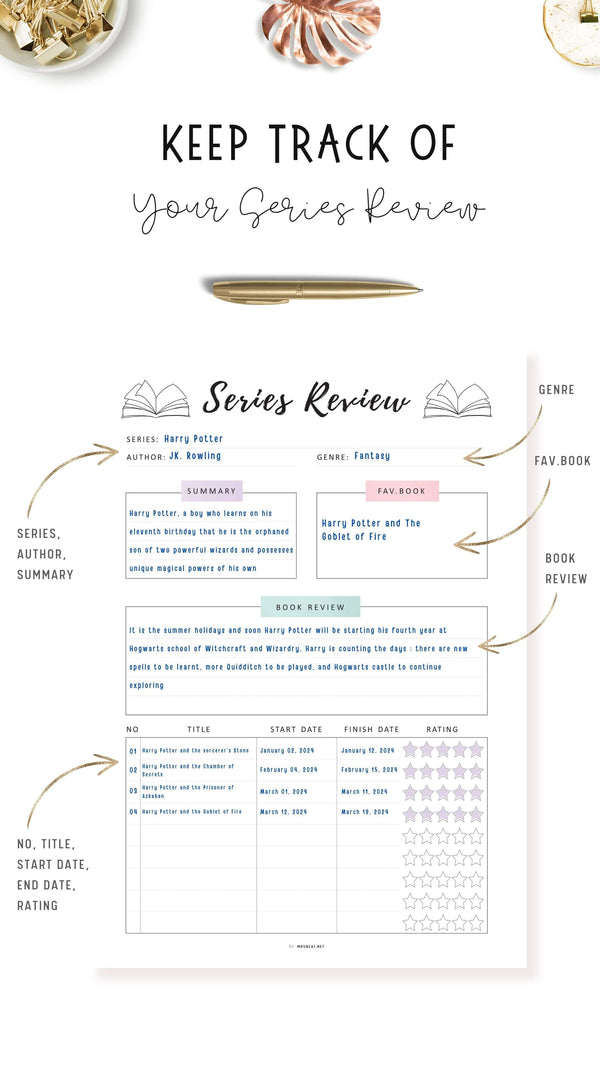 Series Review Tracker Printable – mrsneat