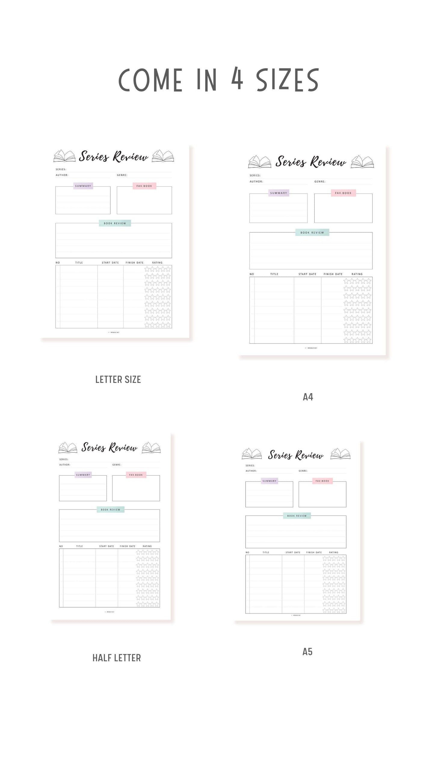Series Review Tracker Printable - M433 – mrsneat