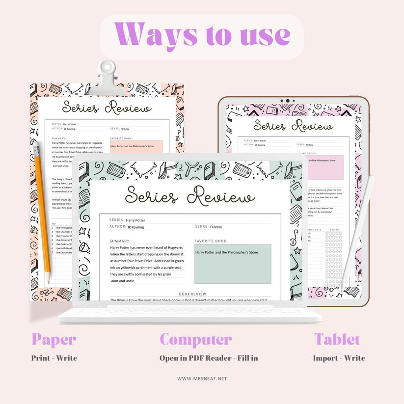 Book Series Tracker Printable – mrsneat