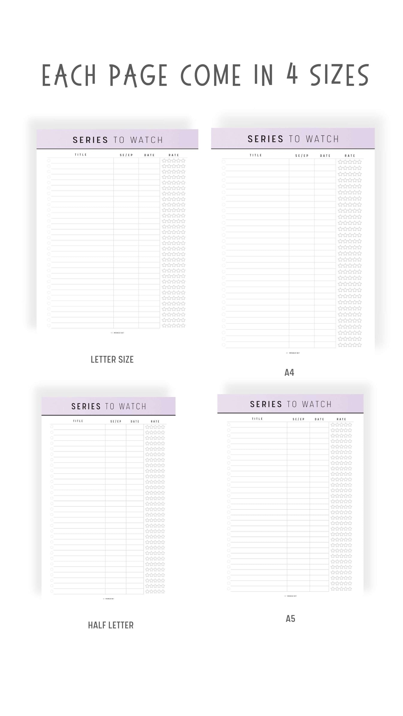 Series To Watch Template Printable - M285 – mrsneat
