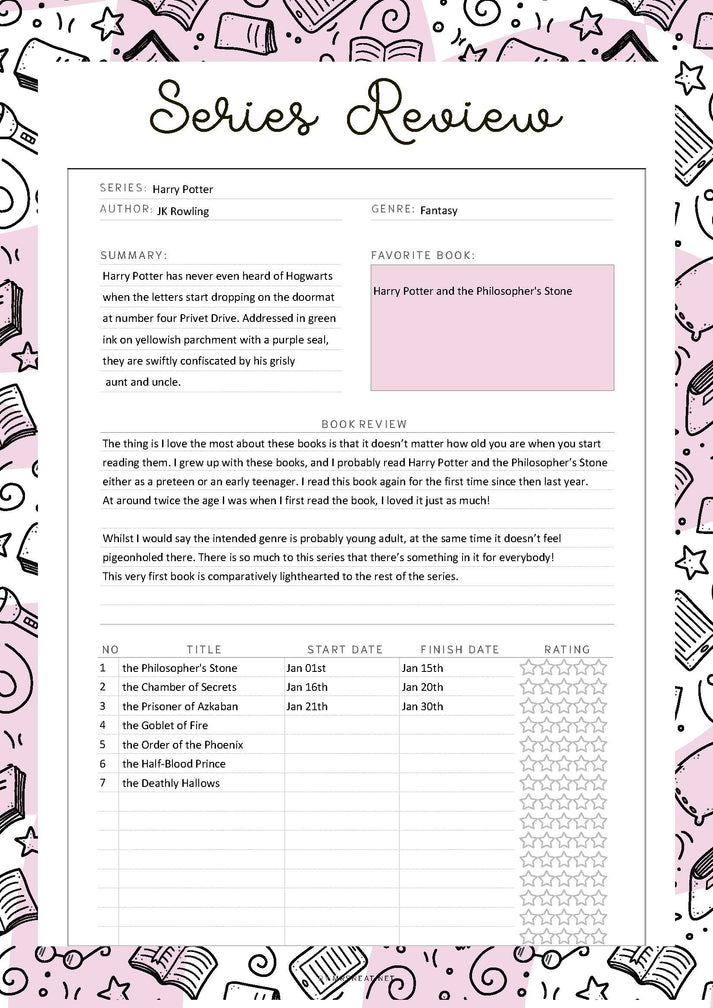 Book Series Tracker Printable – mrsneat