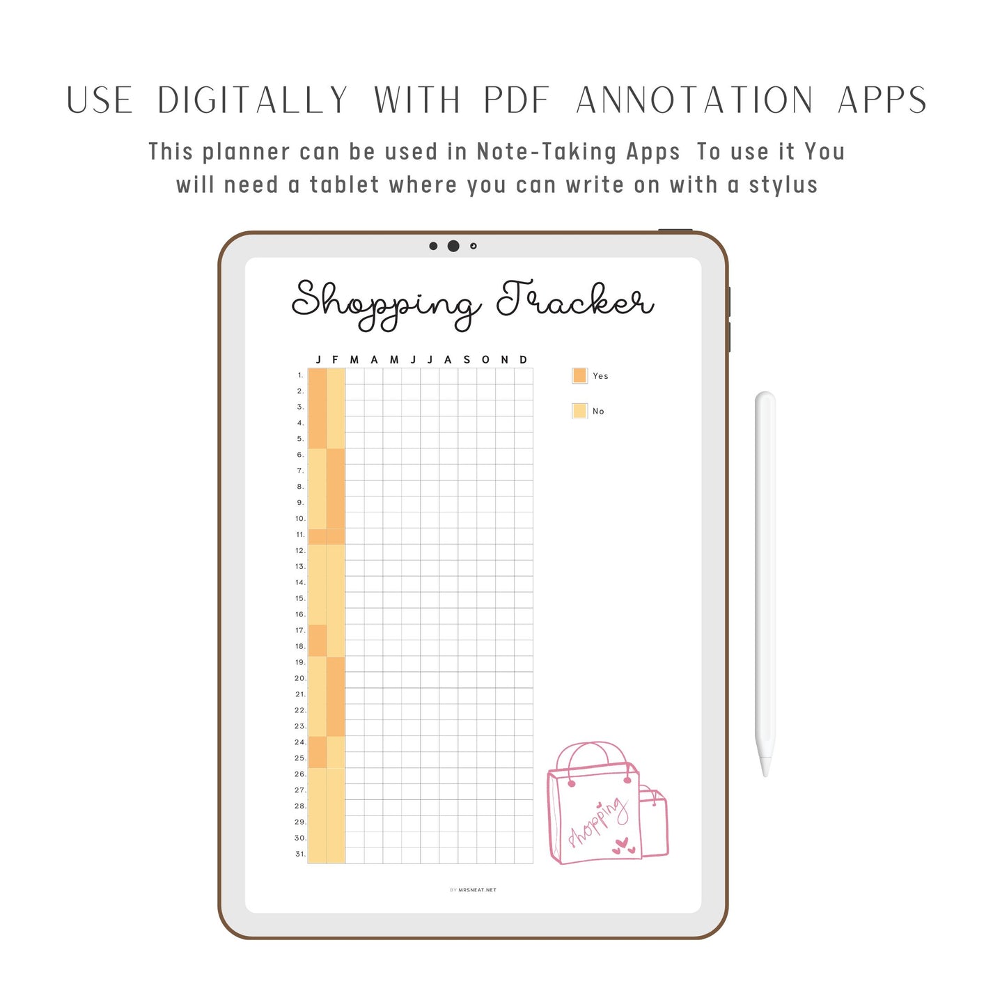 Shopping Tracker Printable PDF - M499 – mrsneat