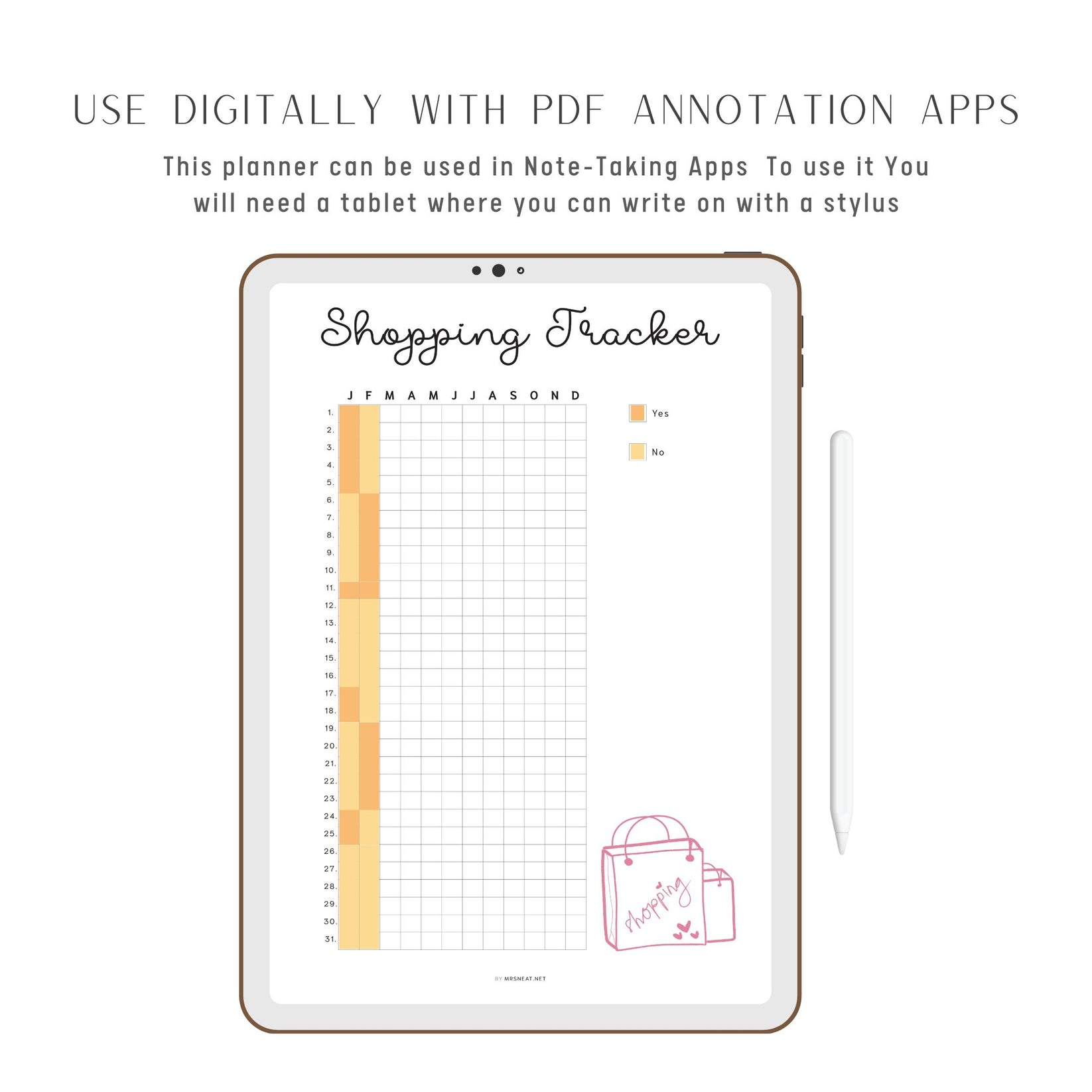 Shopping Tracker Printable PDF - M499 – mrsneat