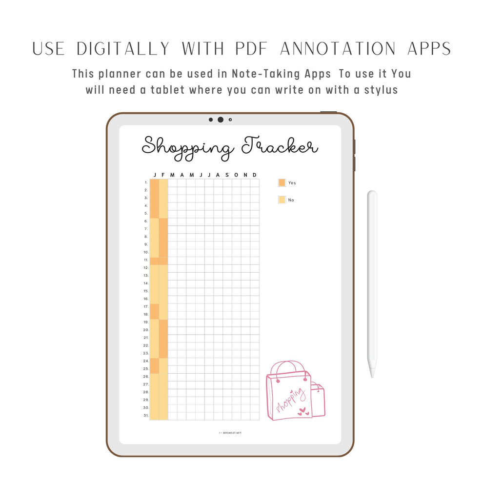 Shopping Tracker Printable PDF - M499 – mrsneat