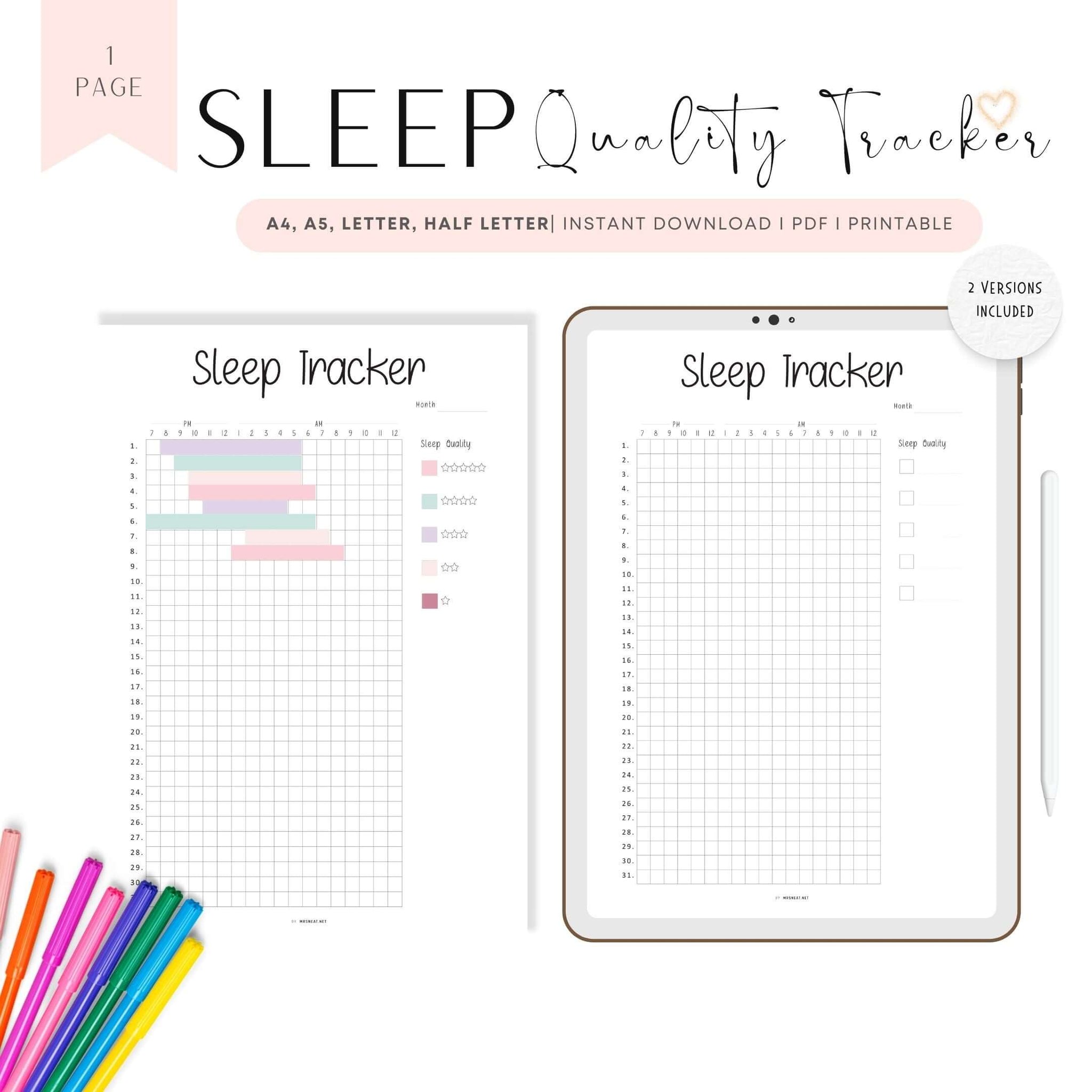 Printable Sleep Quality Journal - M356 – mrsneat