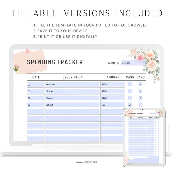 Spending Tracker Printable - M109/10 – mrsneat