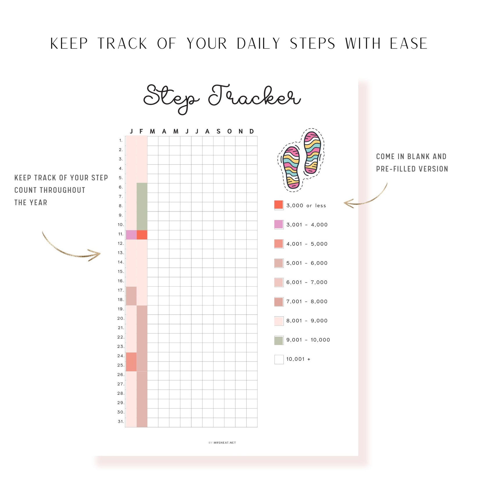 Step Tracker Printable PDF - M507 – mrsneat