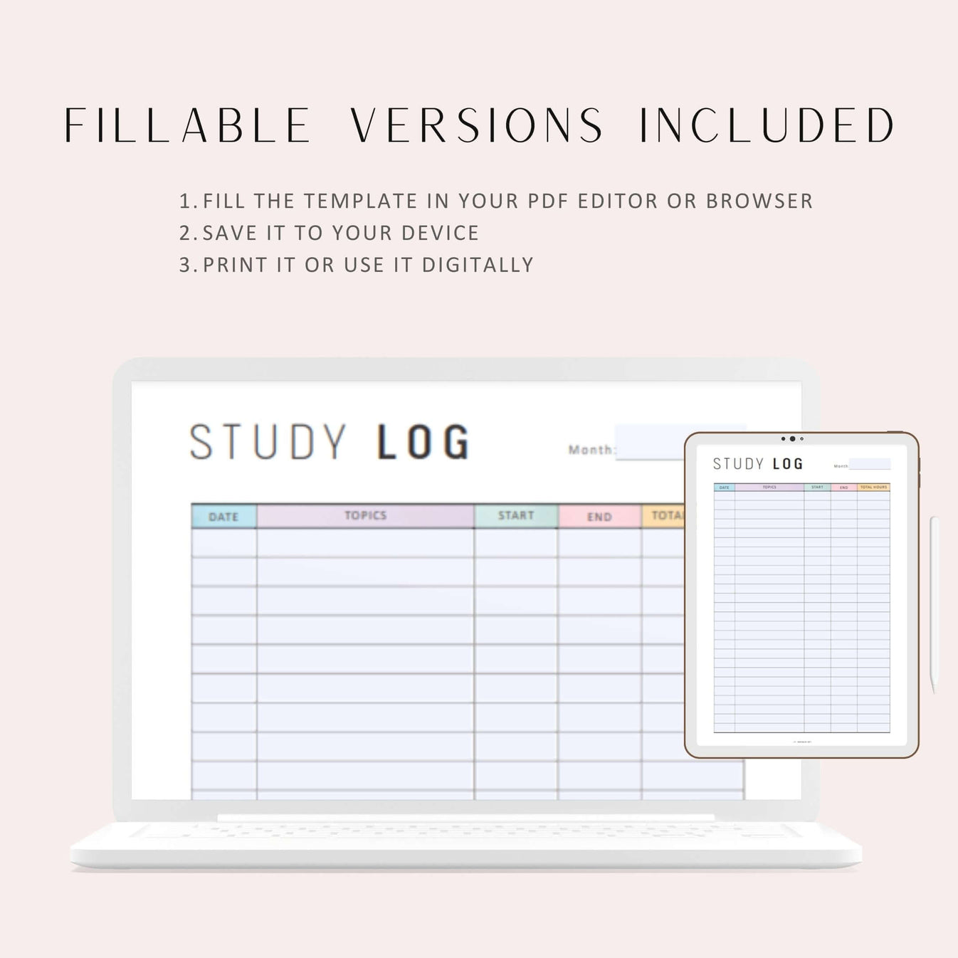 Monthly Study Log Planner Printable – mrsneat