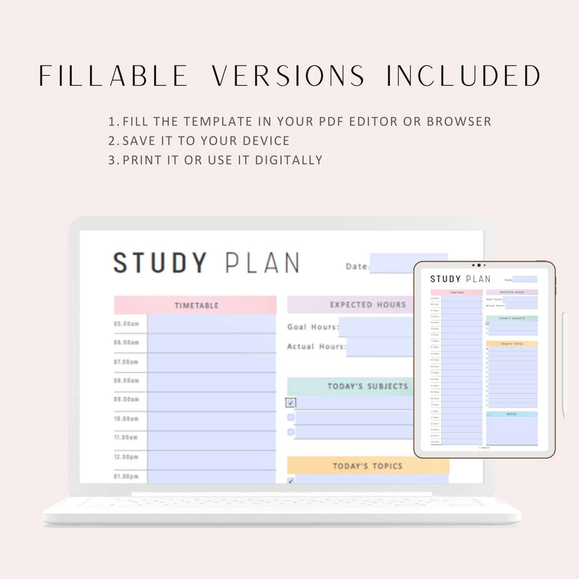 Study Planner Template PDF - M323 – mrsneat