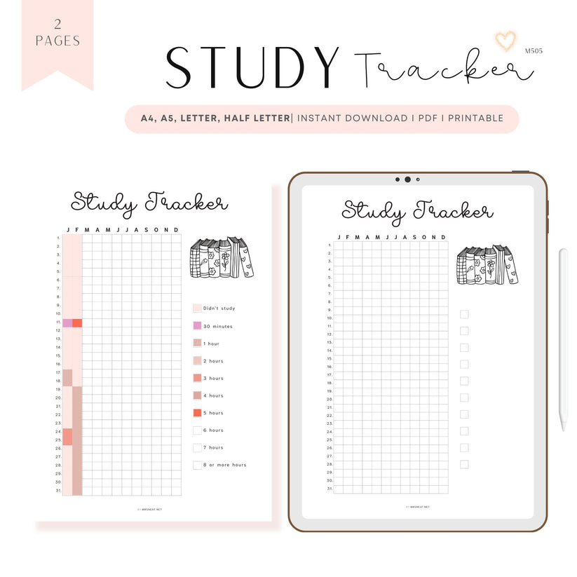 Study Tracker Printable PDF - M505 – mrsneat