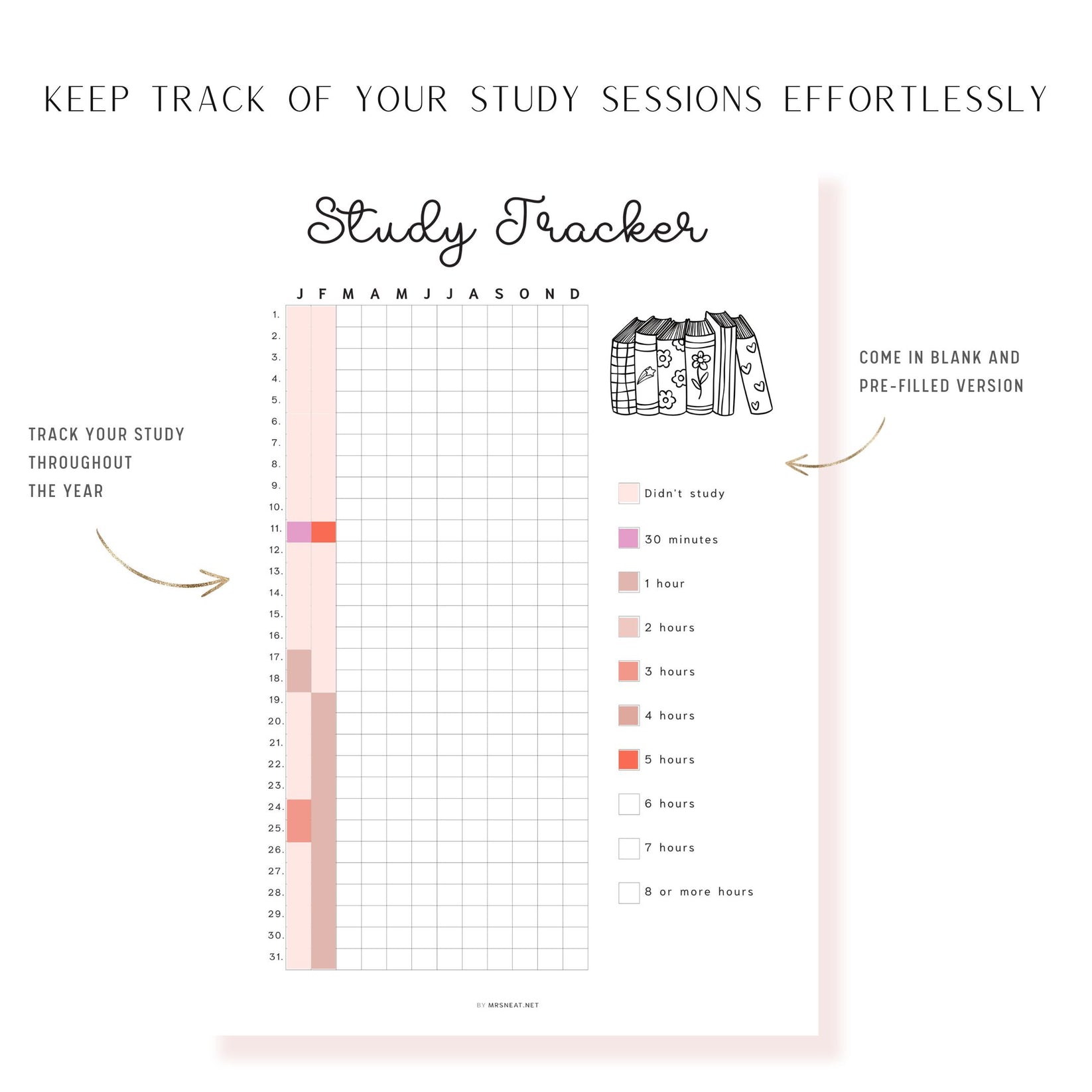 Study Tracker Printable PDF - M505 – mrsneat