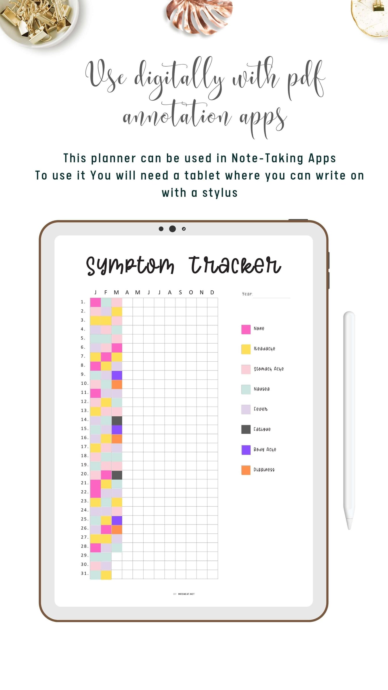 Printable Symptom Tracker in Pixels – mrsneat