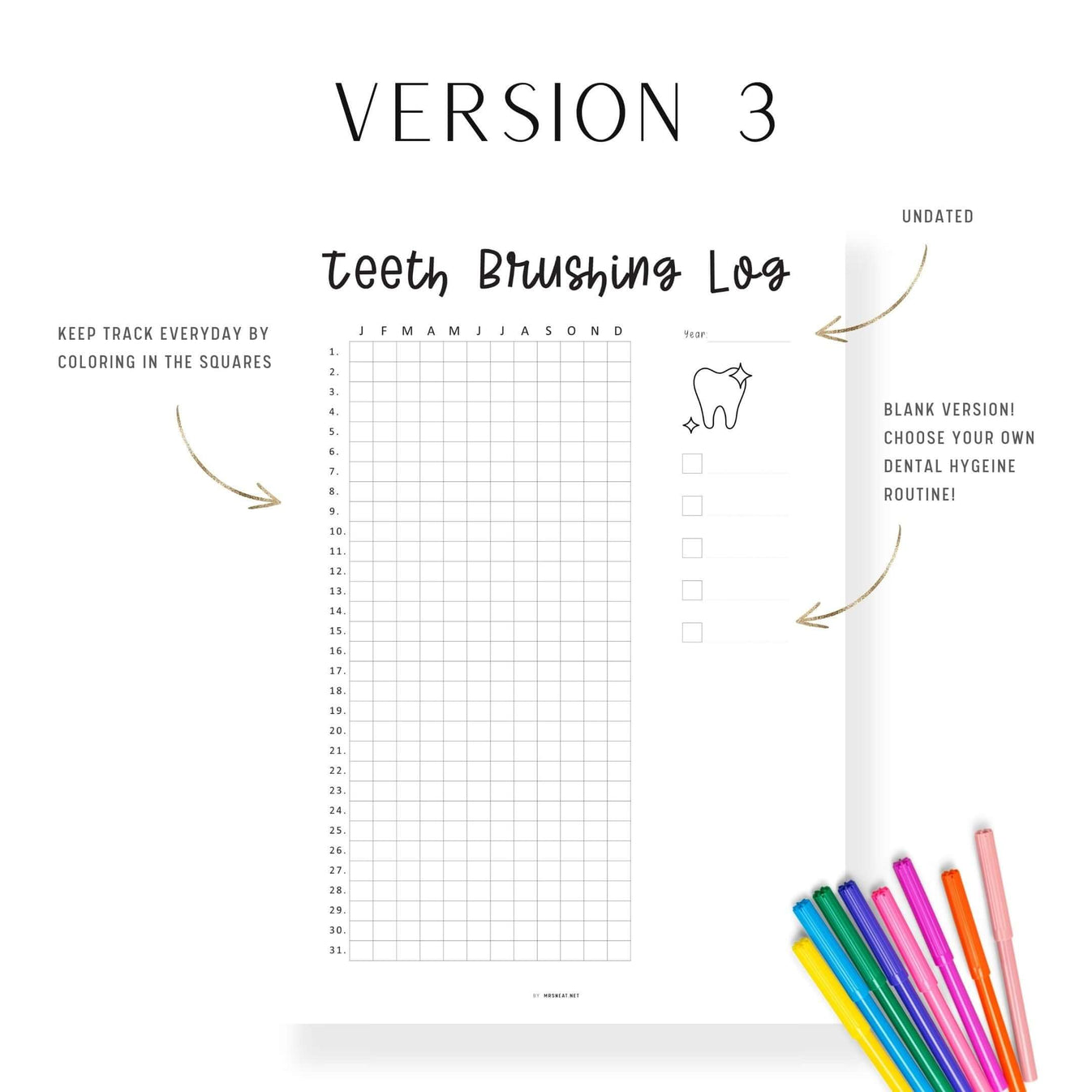 Teeth Brushing Checklist Printable – mrsneat