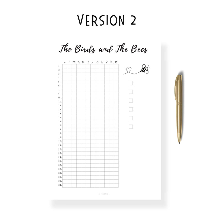 Intimacy Tracker Template Printable - M411 – mrsneat