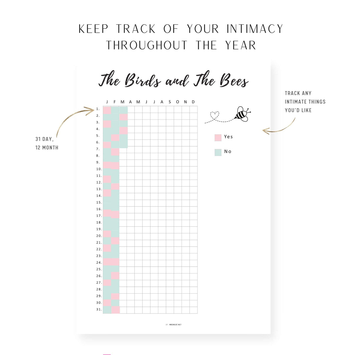 Intimacy Tracker Template Printable - M411 – mrsneat