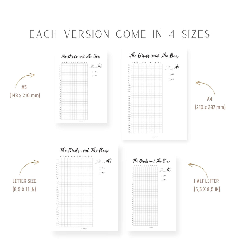 Intimacy Tracker Template Printable - M411 – mrsneat