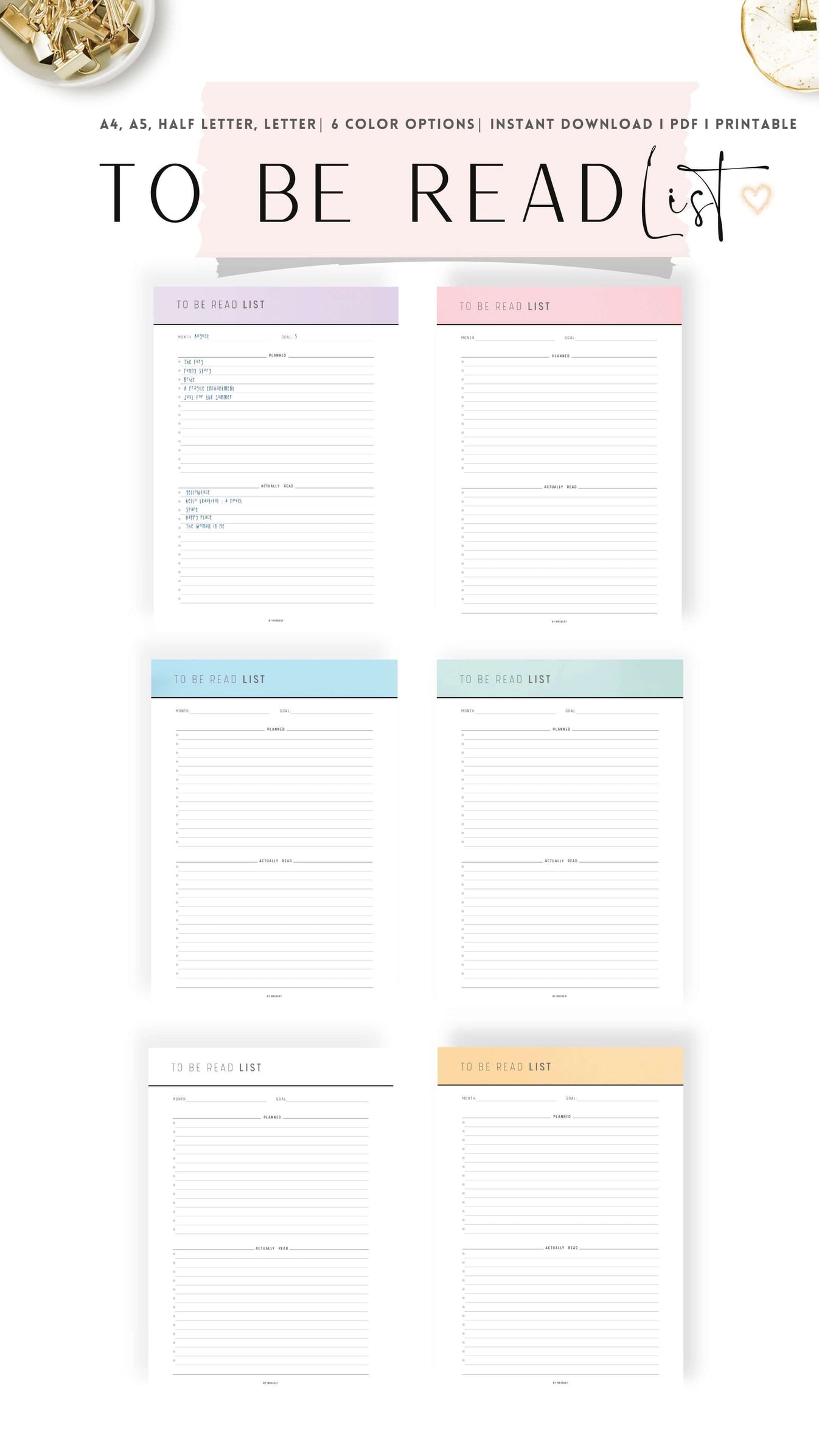 Books To Read List Template PDF - M295 – mrsneat