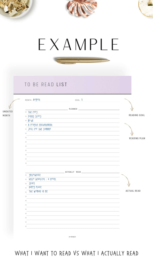 Books To Read List Template PDF - M295 – mrsneat