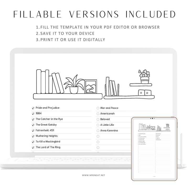 To Be Read List, TBR List Printable - M525 – mrsneat