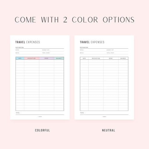 Travel Expense Tracker PRINTABLE - M449 – mrsneat