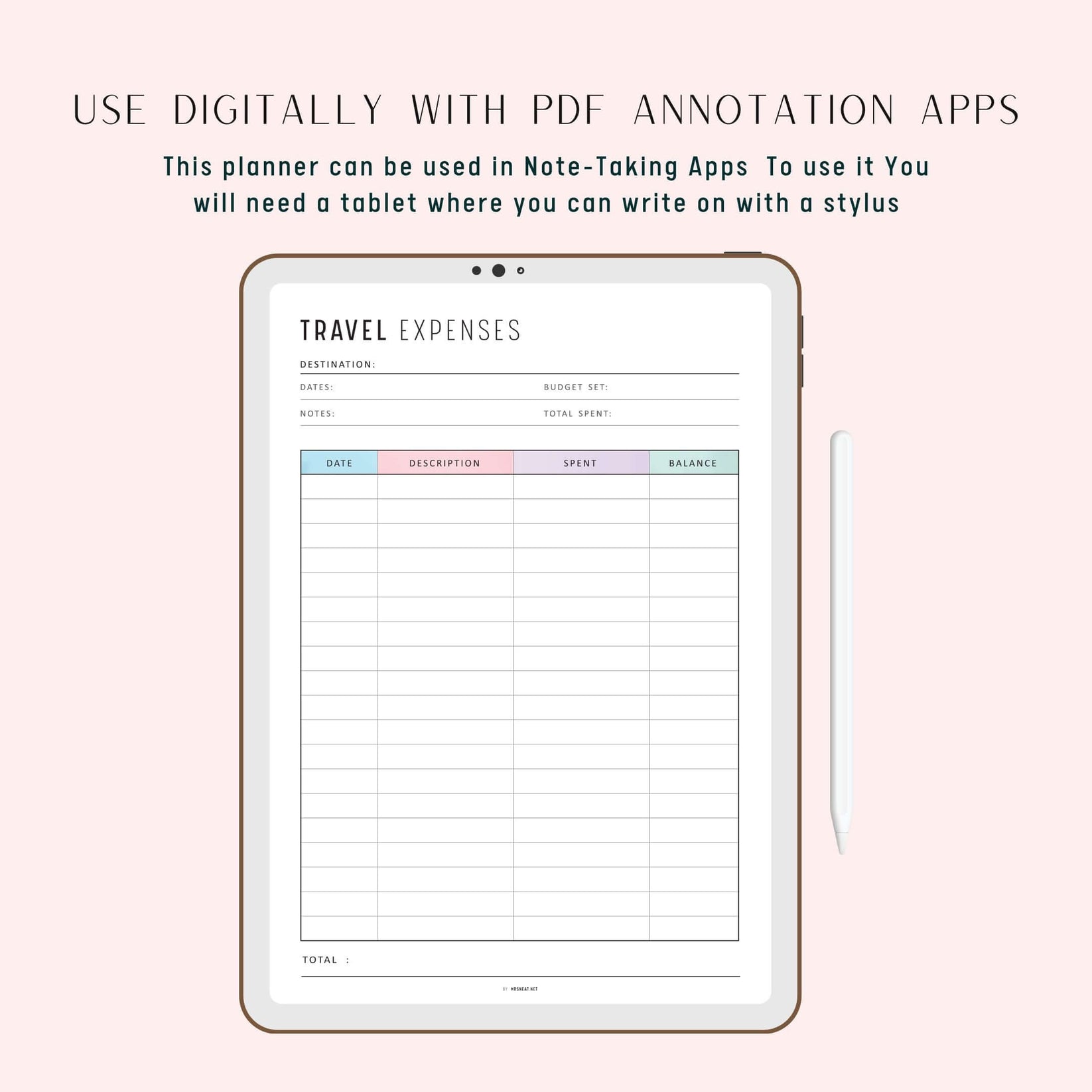 Travel Expense Tracker PRINTABLE - M449 – mrsneat