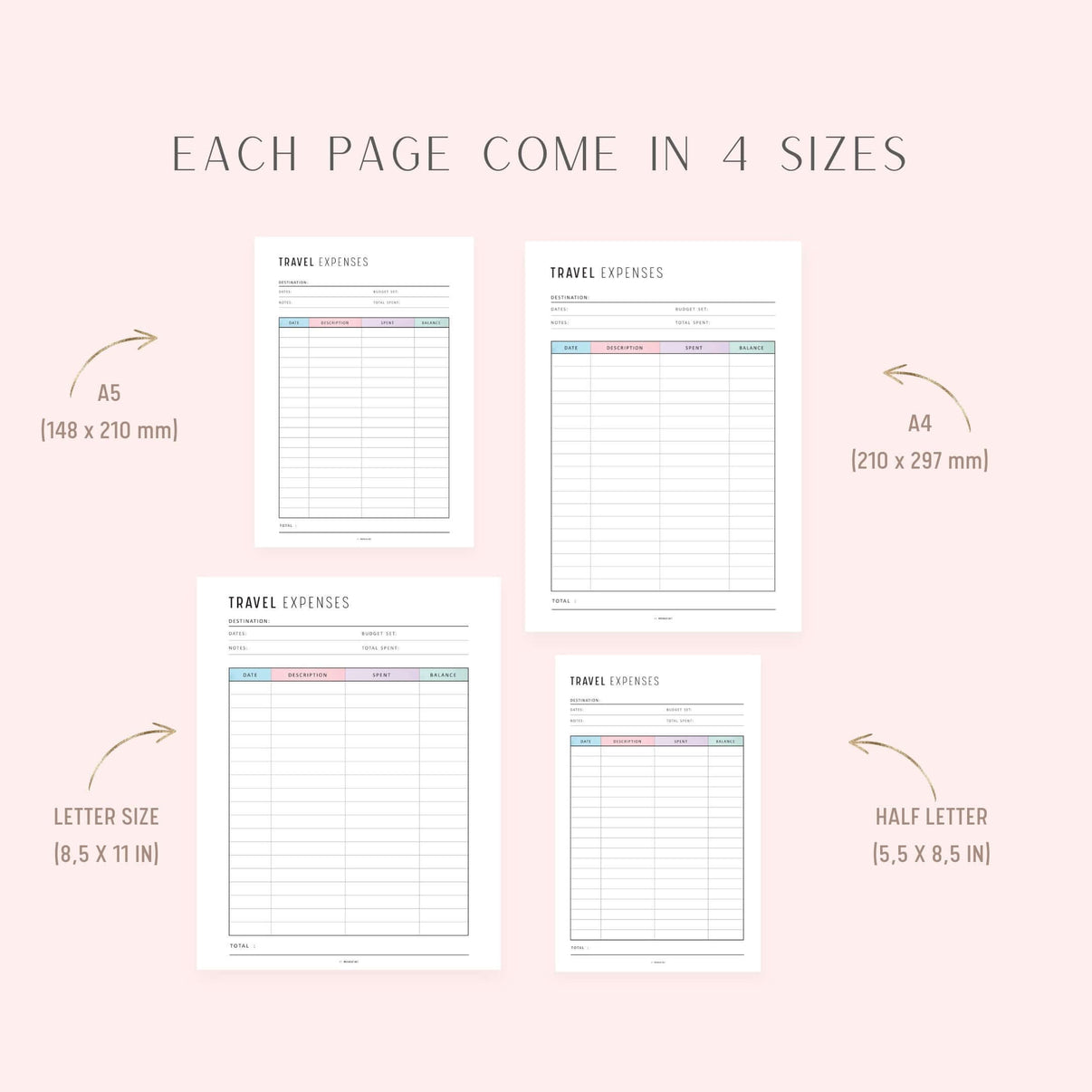 Travel Expense Tracker Printable - M449 – mrsneat