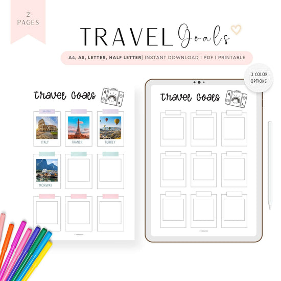 Travel Goals Planner Template - M380 – mrsneat