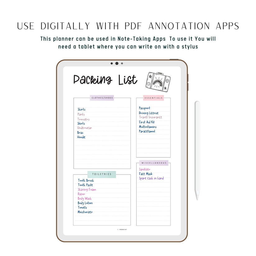 Travel Packing List Printable – mrsneat