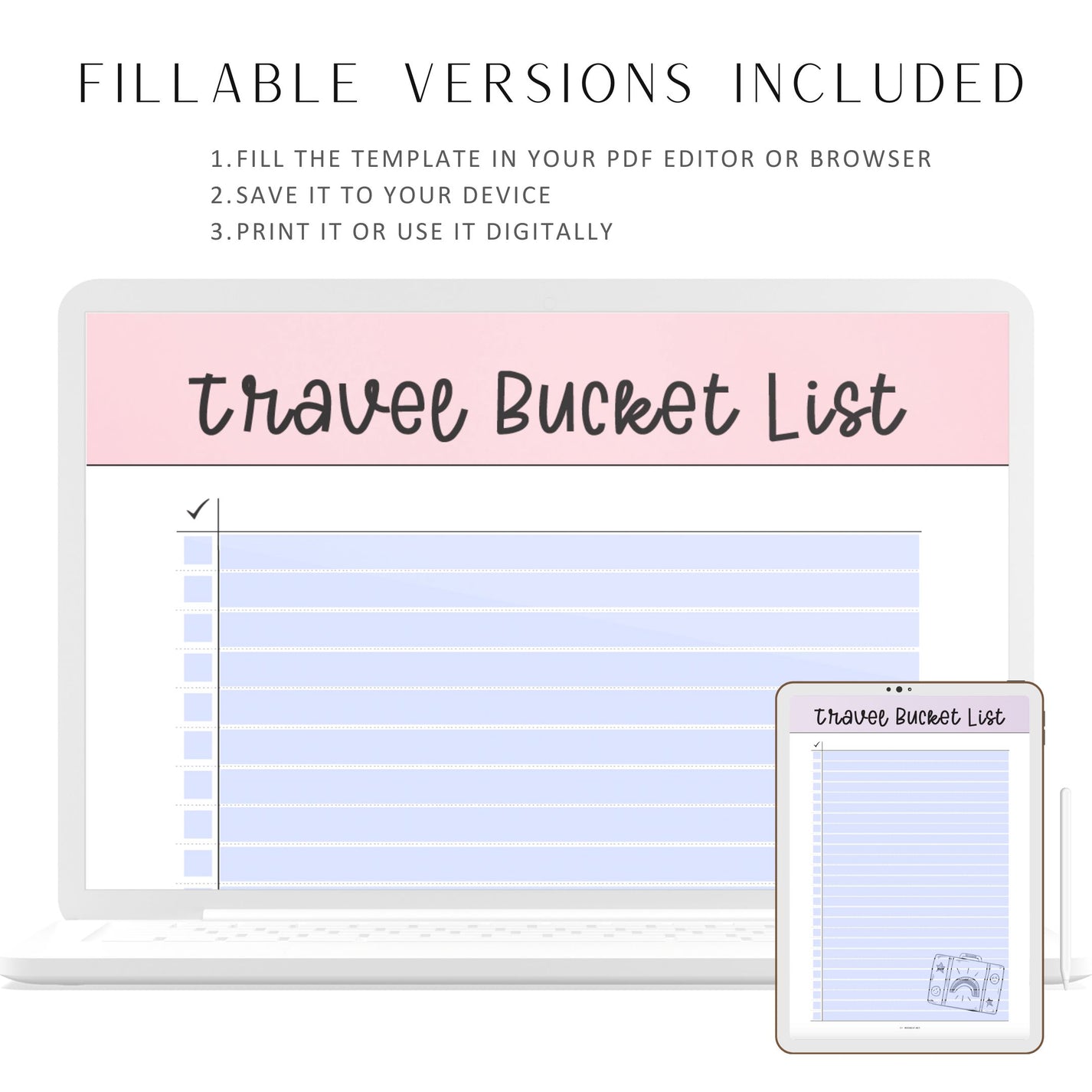 Travel Bucket List Printable - M379 – mrsneat