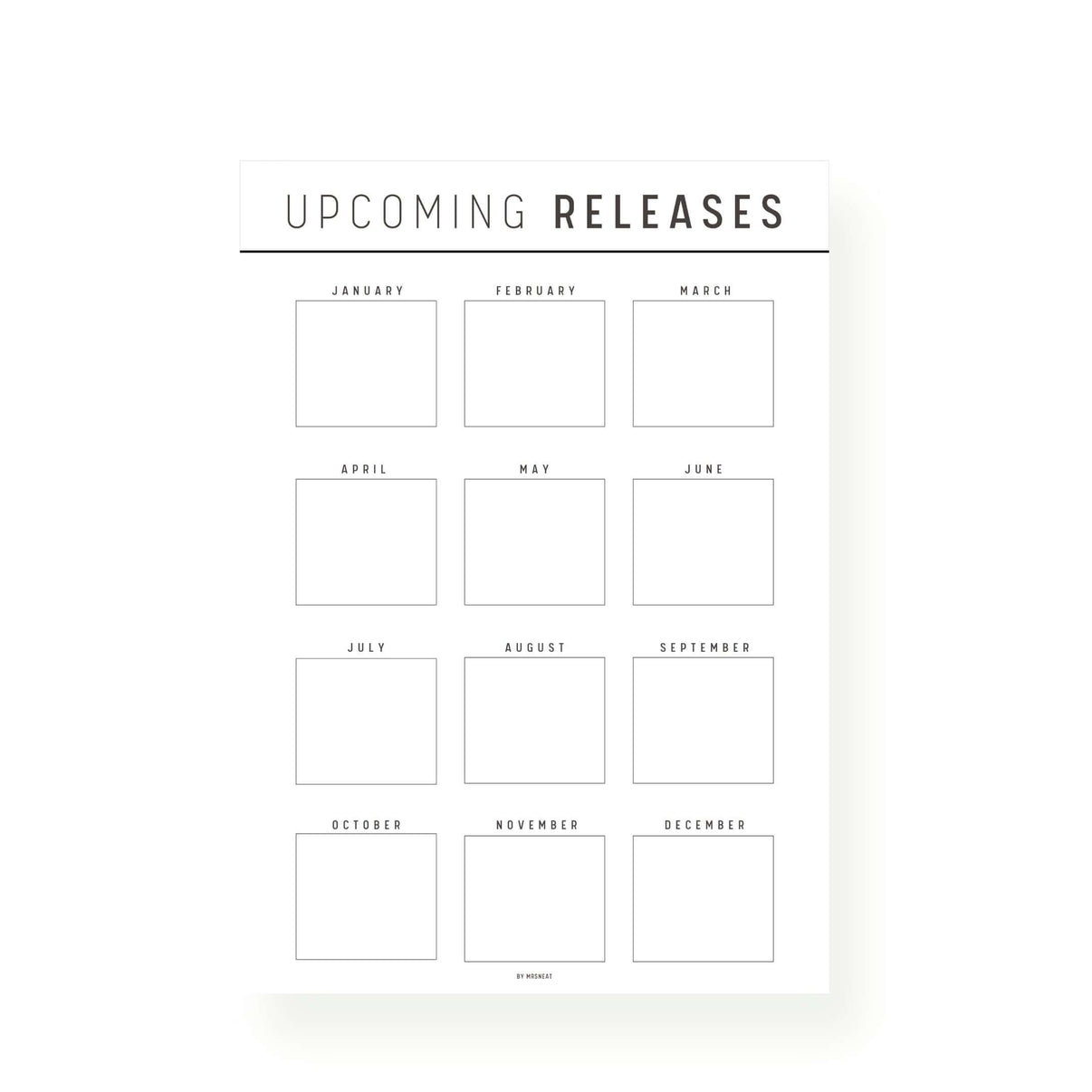 Upcoming Releases Books Template Printable - M227 – mrsneat