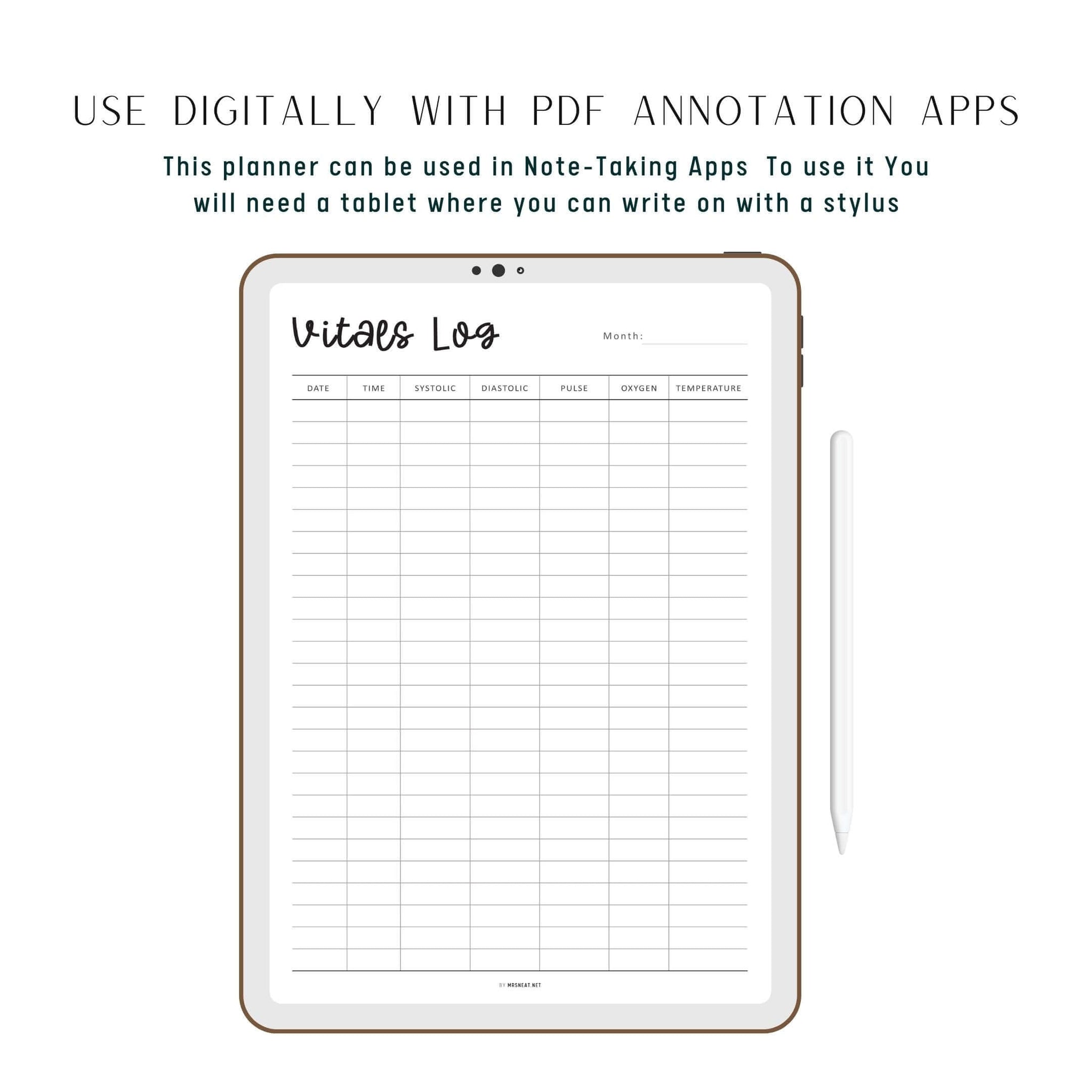 Printable Vitals Log Template – mrsneat