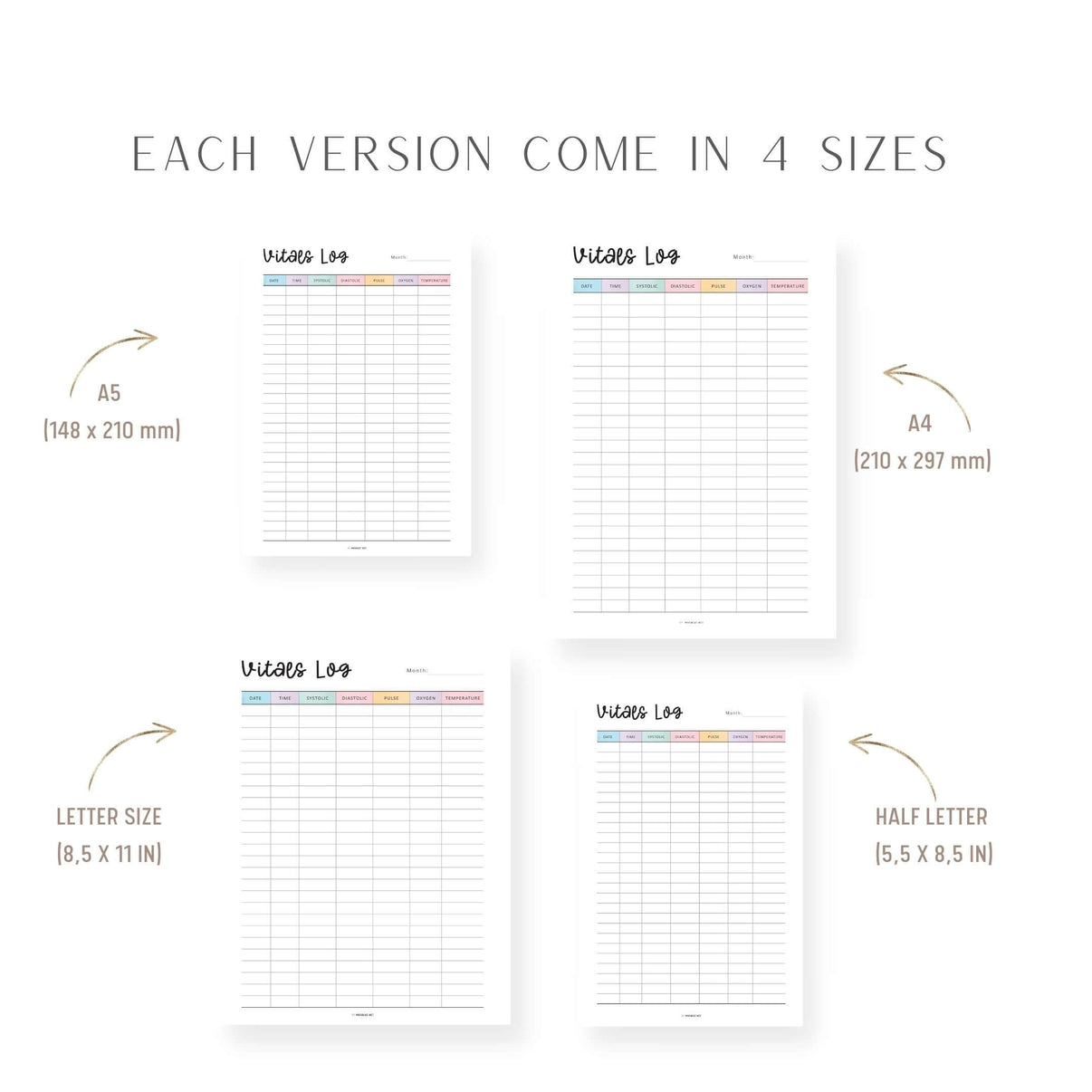 PRINTABLE Vitals Log Template - M388 – mrsneat