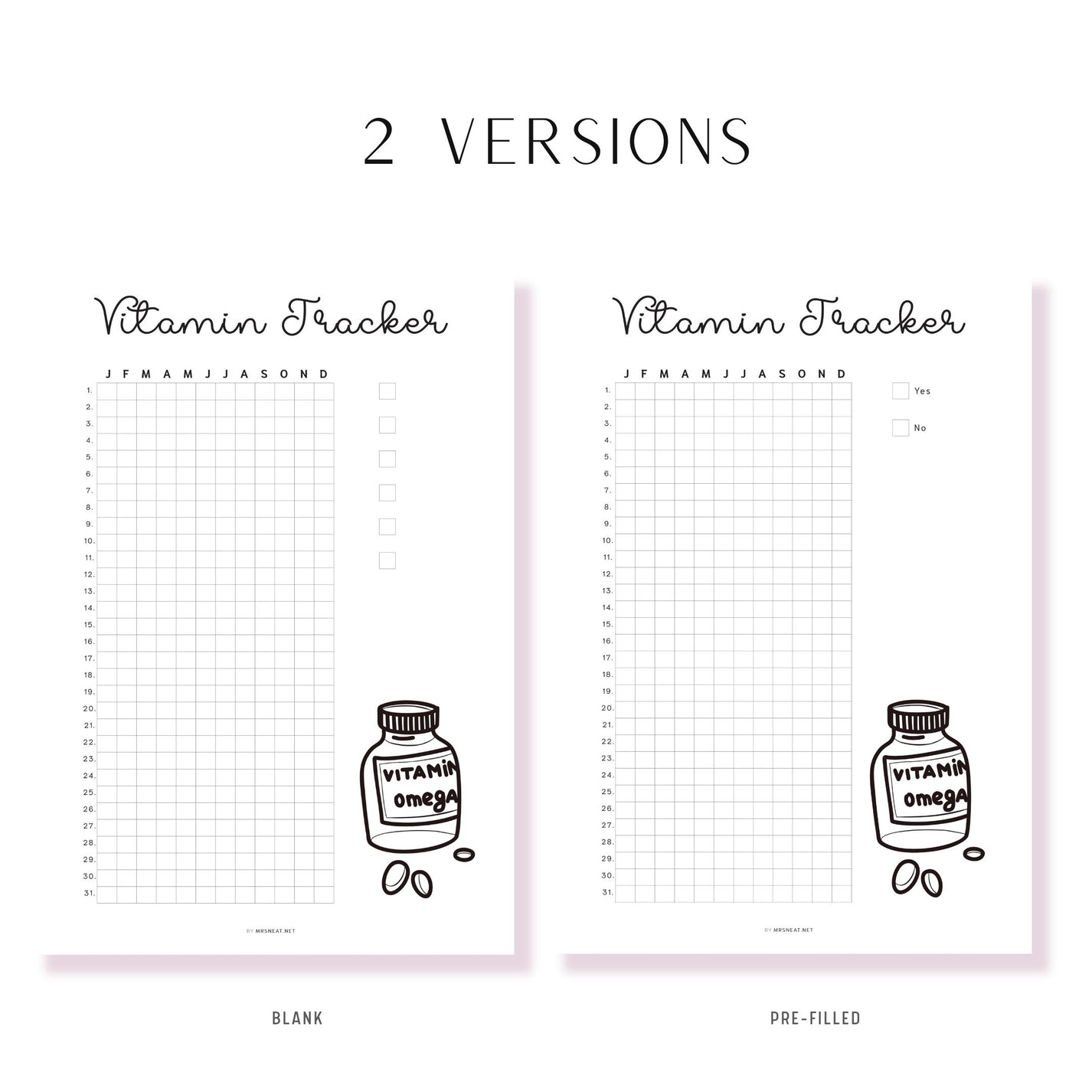 Vitamin Tracker Printable PDF - M500 – mrsneat