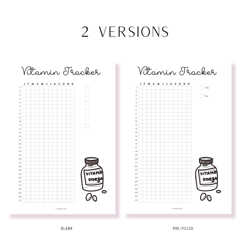 Vitamin Tracker Printable PDF - M500 – mrsneat