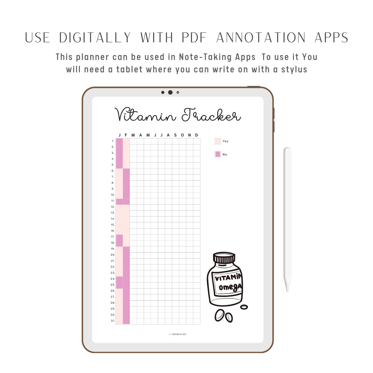 Vitamin Tracker Printable PDF - M500 – mrsneat