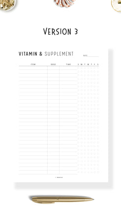 Daily Vitamin & Supplements Tracker Printable - M401 – mrsneat